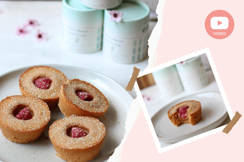Raspberry Sakura Tea Cakes with Matcha Powdered Sugar-Recipe Video ...
